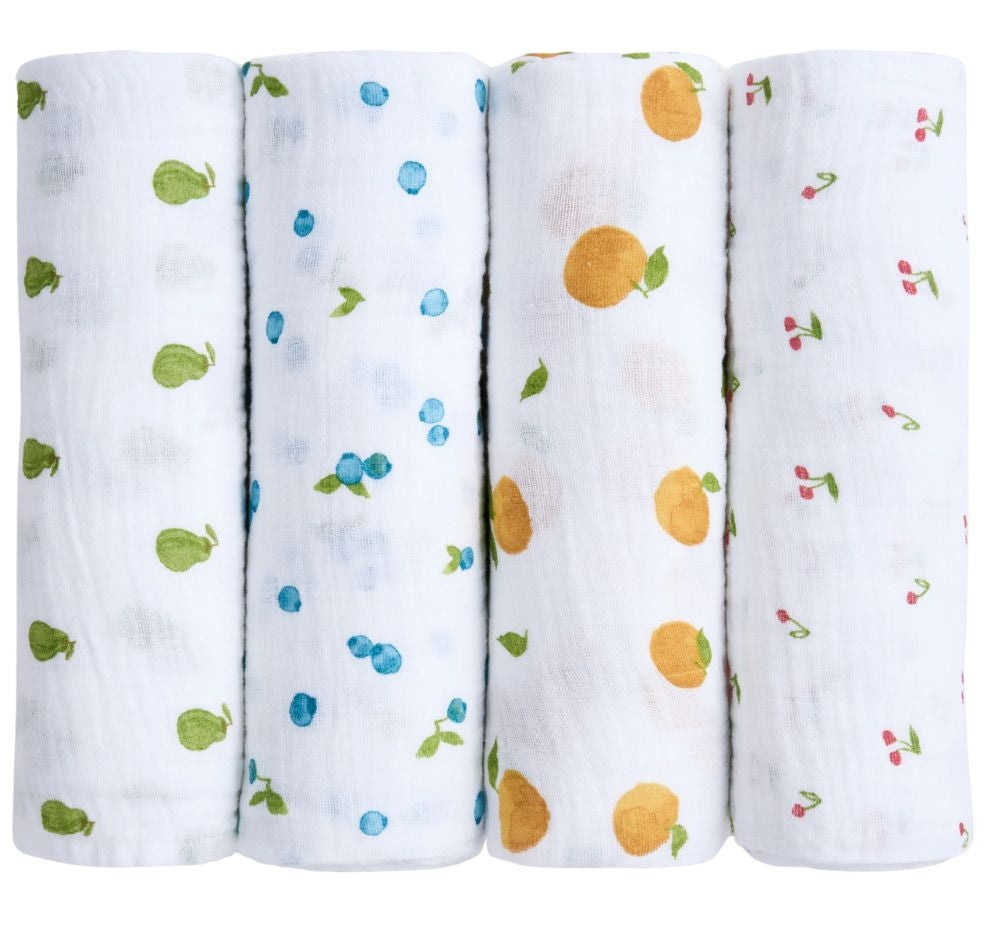Fresh Fruit 4-pack Organic Swaddles – Colibrí Bebé